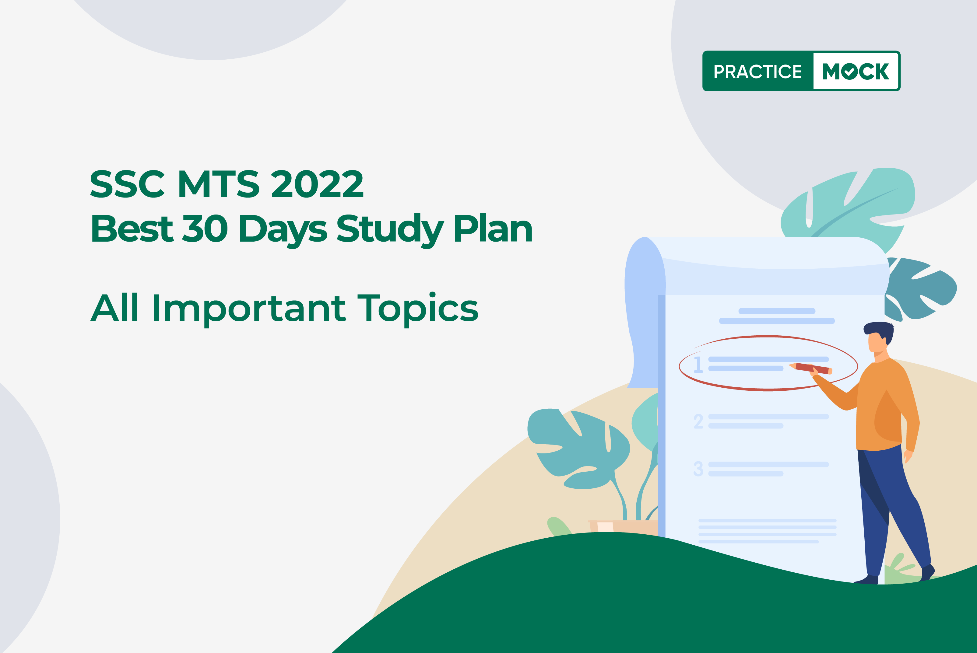 SSC MTS Best 30 Days Study Plan-All Important Topics - Practicemock