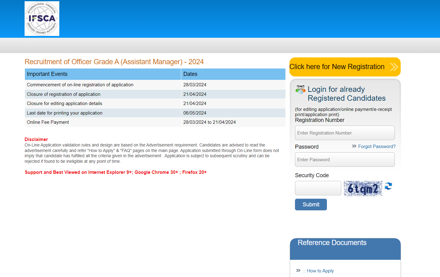 IFSCA Grade A Apply Online 2024, Application Form Link Active